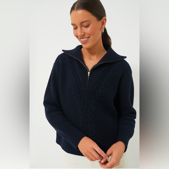 Tuckernuck | Sweaters | Tuckernuck Estella Navy Cable Knit Cropped ...